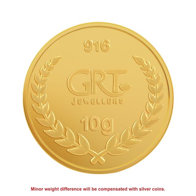 Buy 22KT - 10 Grams Lakshmi Gold Coin Online | GRT Jewels