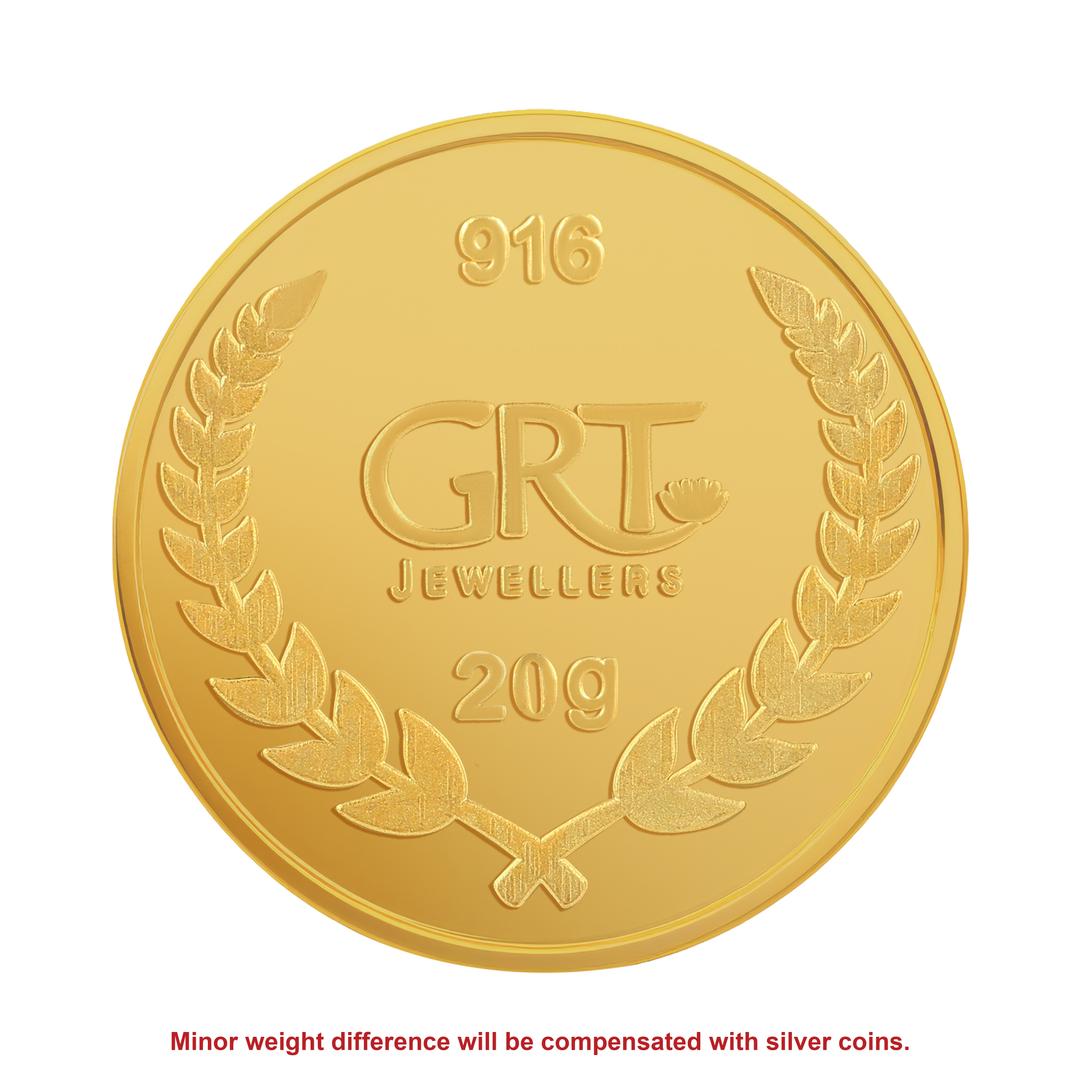 Buy 22KT - 20 Grams Lakshmi Gold Coin Online | GRT Jewels
