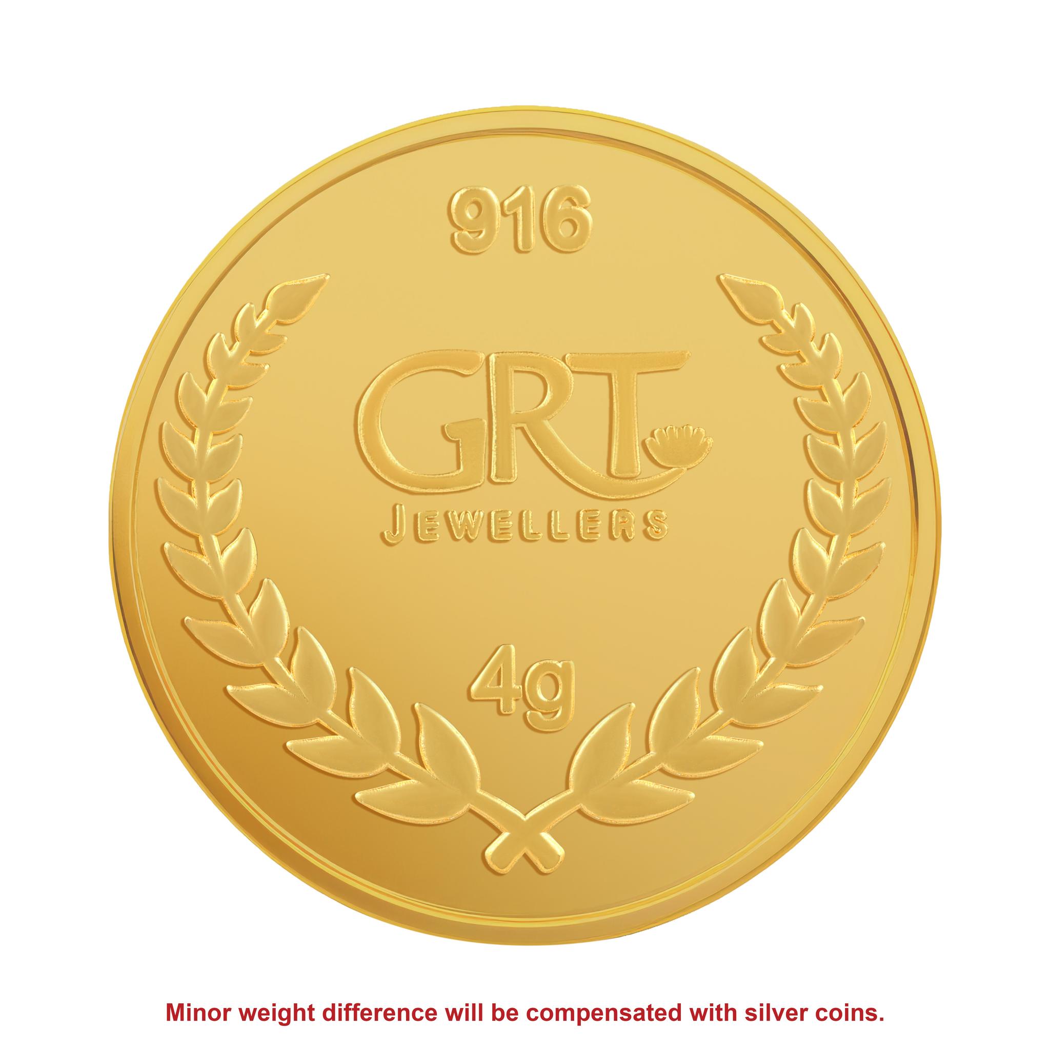 Buy 22KT 4 Grams Leaf Design Gold Coin | Authentic Indian Gold Coins at ...