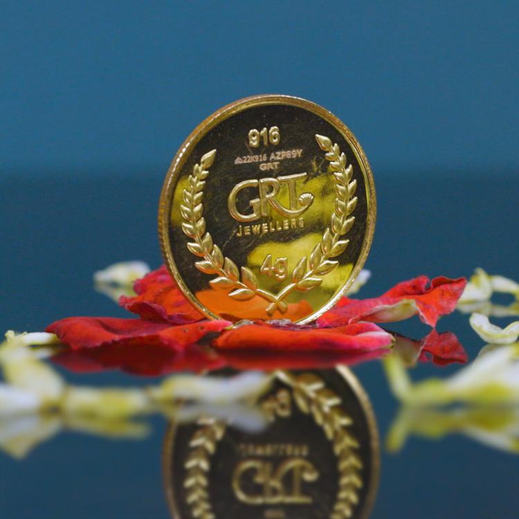 Buy 22KT 4 Grams Leaf Design Gold Coin | Authentic Indian Gold Coins at ...